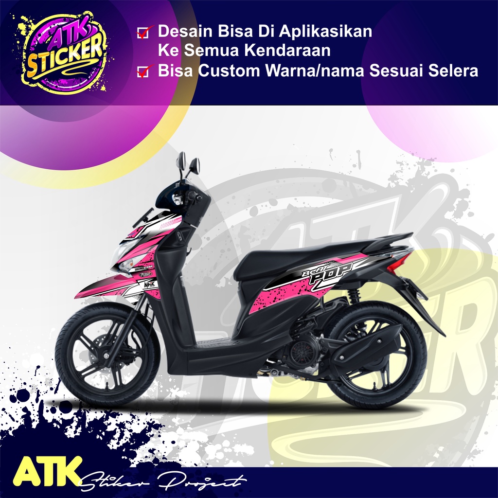 Jual Decal Beat Pop "Pink" (Bisa Custom Nama) | Shopee Indonesia