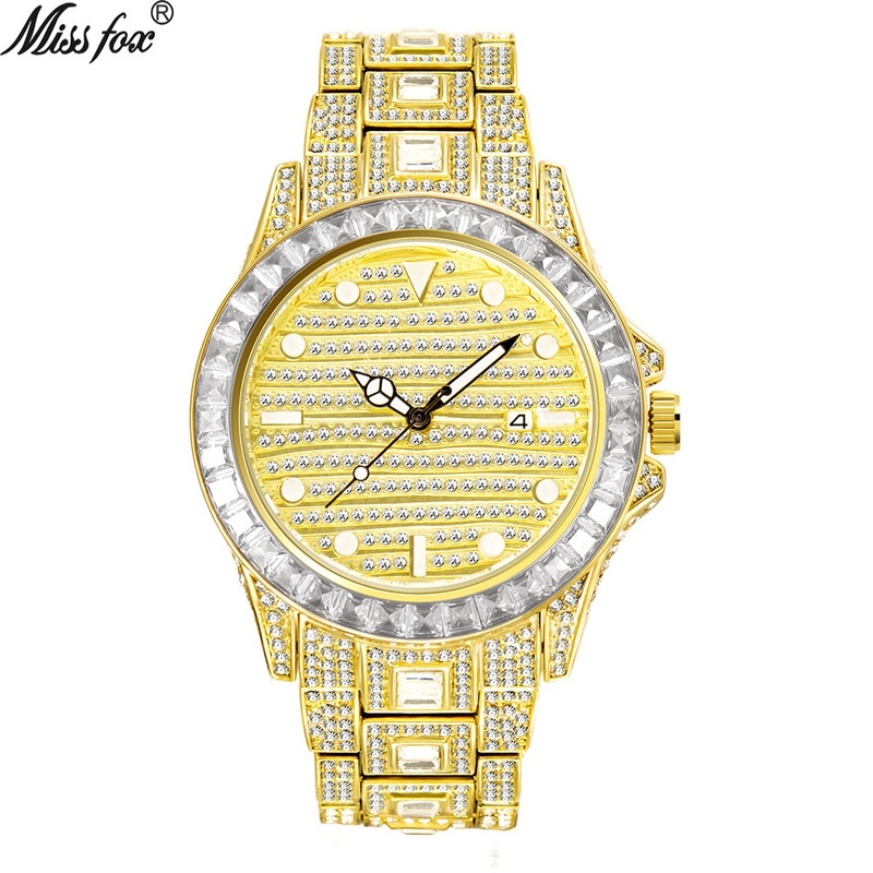 Jual Missfox Watch Full Diamond Waterproof Quartz Watch Men | Shopee ...