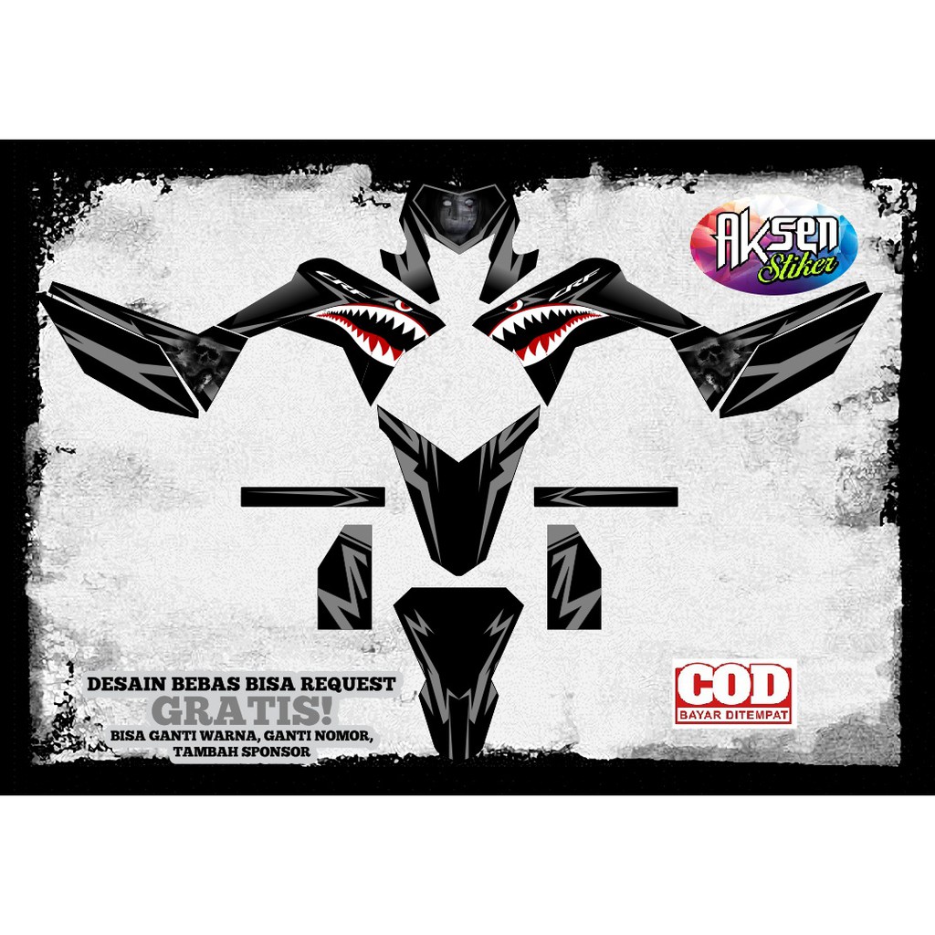 Jual Sticker KLX CRF Gordon BF Full Body Desain Hiu Decal KLX Bisa ...