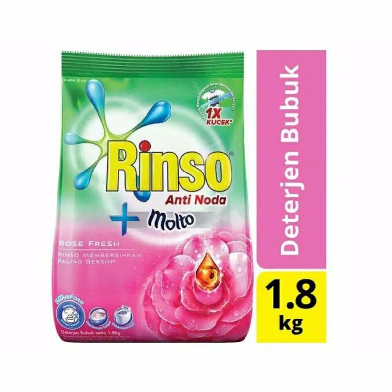 Jual Rinso molto anti noda deterjen bubuk rose fresh 1,8 kg | Shopee Indonesia