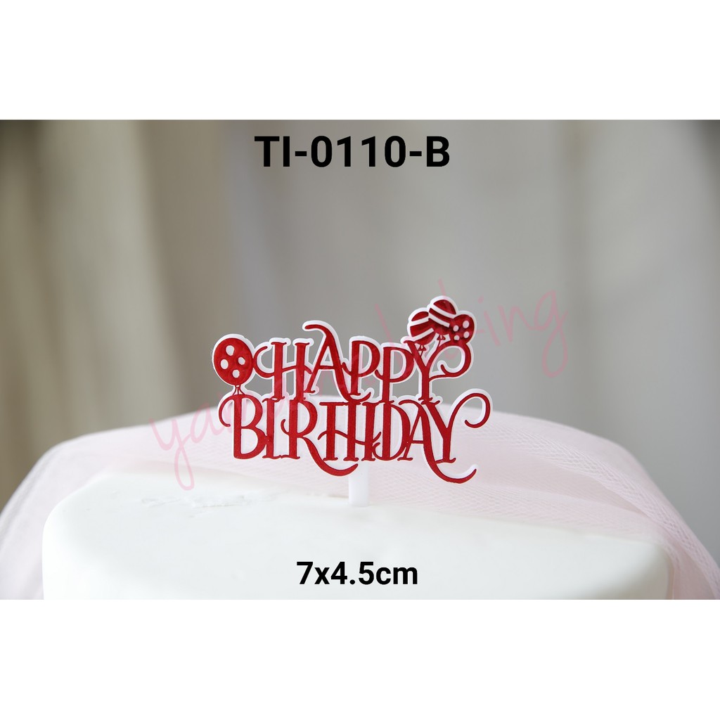 Jual TI-0110-B Cake topper kue tart tulisan happy birthday merah yamama ...