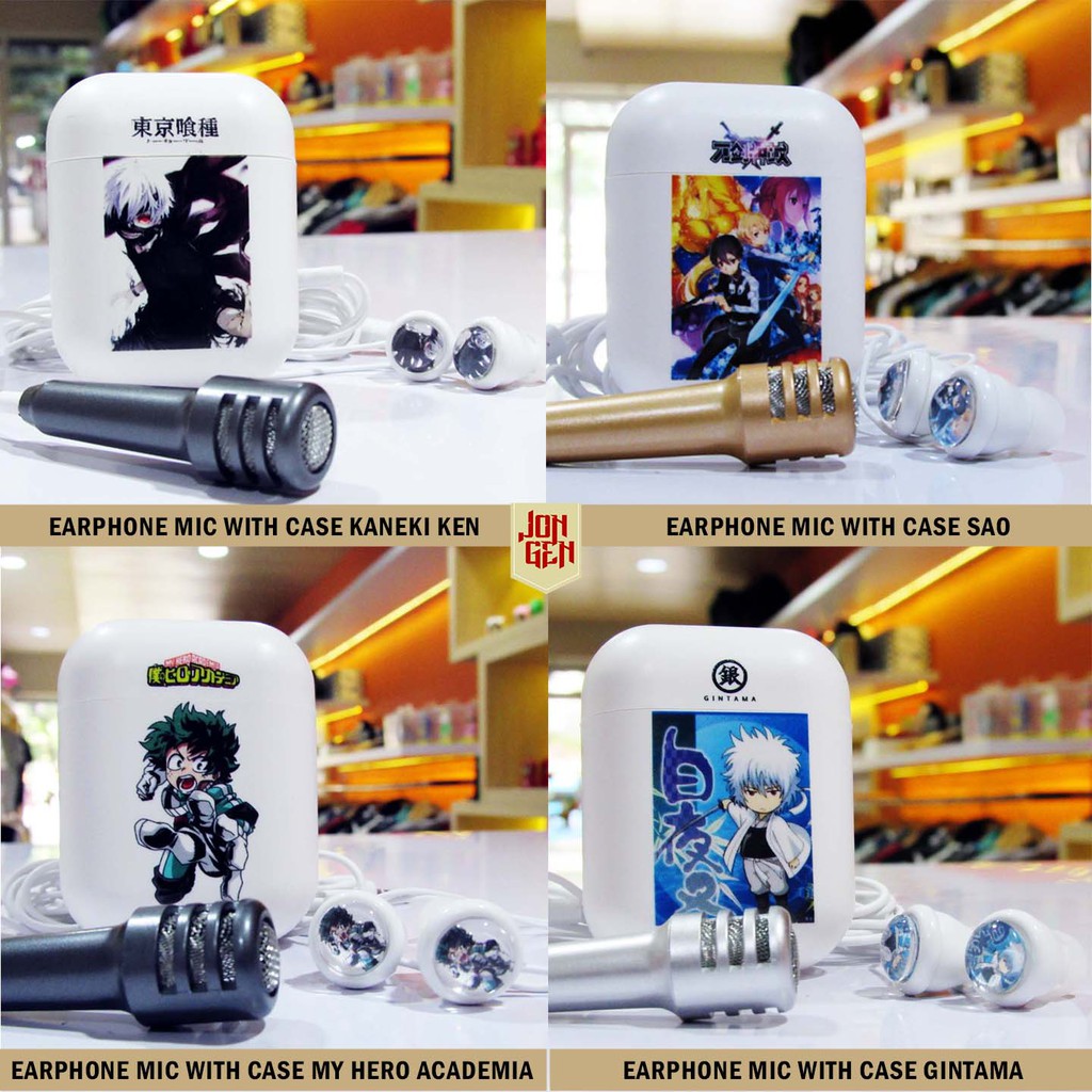 Jual Earphone Mic WIth Case Kaneki Ken SAO My Hero Academia Gintama AOT ...