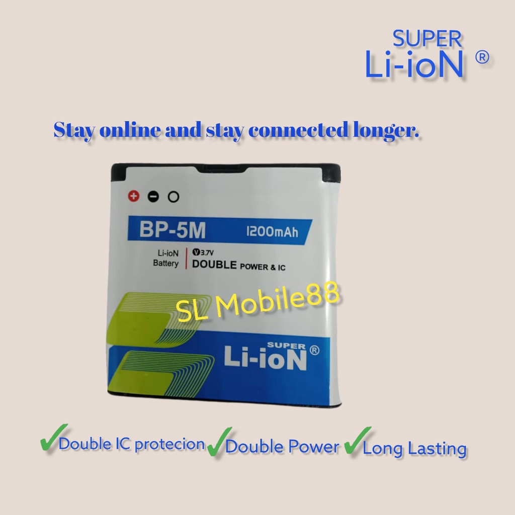 Jual Baterai Battery Super Li-ioN Double Power BP 5M 1200mAh | Shopee Indonesia
