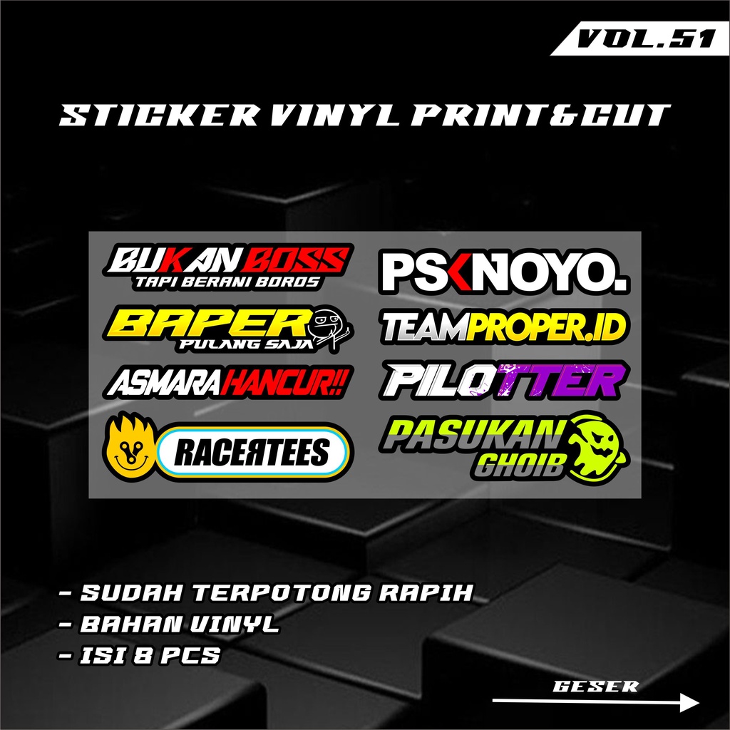 Jual Sticker Racing Vinyl Pack Print & Cut Stiker Motor | Shopee Indonesia