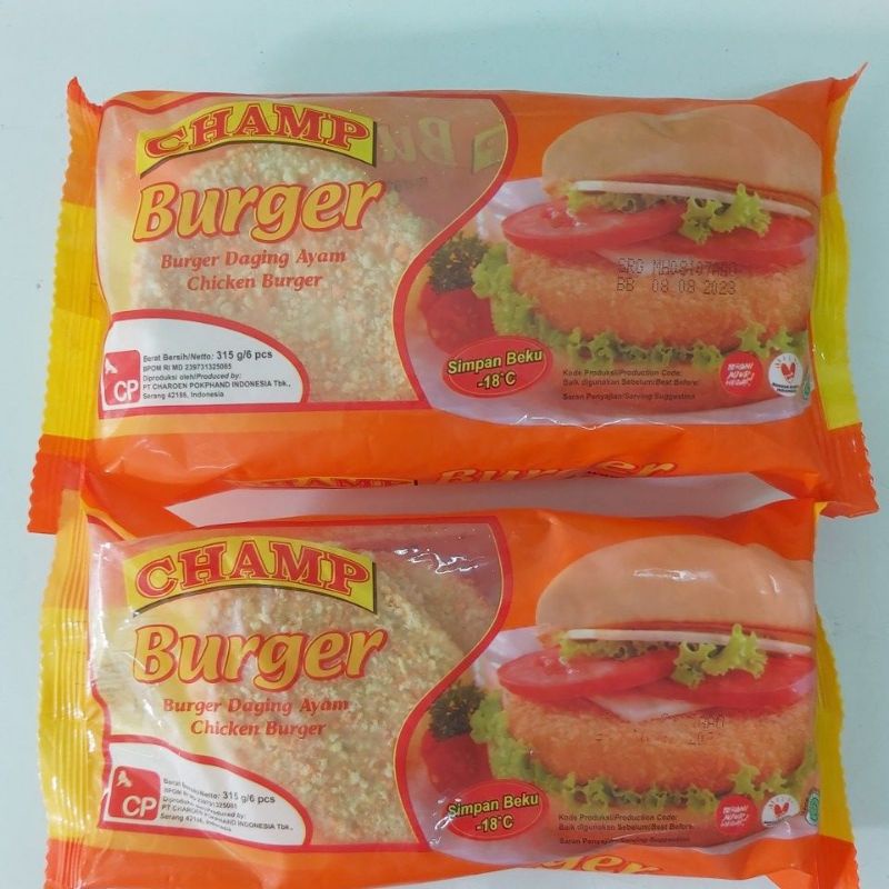 Jual Champ Chicken Burger isi 6pcs /Patties daging ayam 315gr | Shopee ...