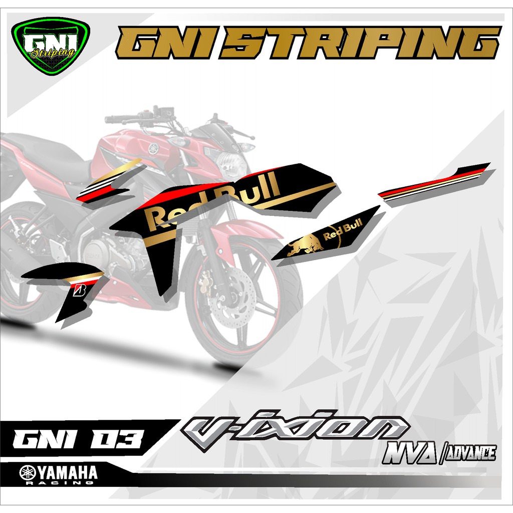 Jual (COD) Sticker Striping Semifull Yamaha VIXION NEW NVA/ADVANCE FZ 150i Desain Redbull GNI ...