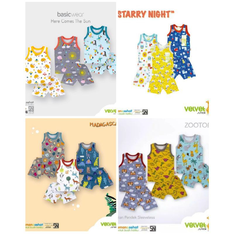 Jual Velvet Junior Setelan Kutung Starry Night, Madagascar & Zootopia ...
