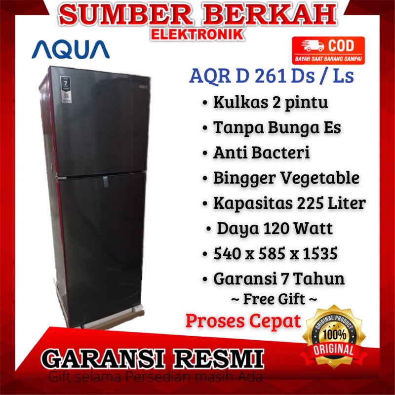 Jual Kulkas Aqua 2 pintu 225Liter garansi resmi AQR D261 AQR D 261 ...