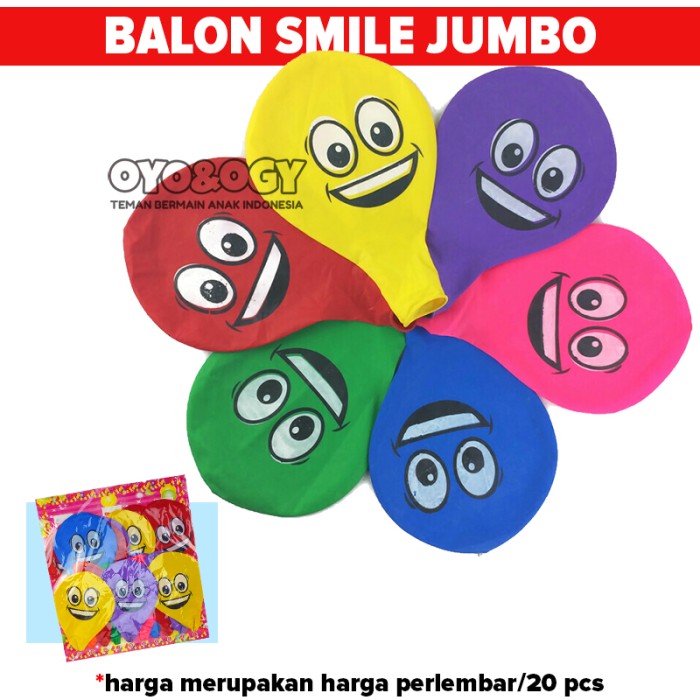 Jual Paket Balon Latex Karet Smile Jumbo Isi 20 Pc Tiup Pack Big ...