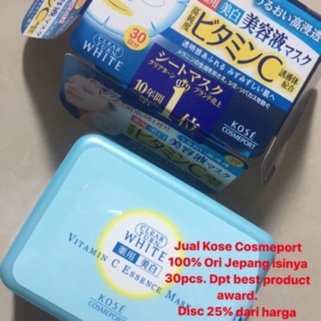 Jual Kose Cosmeport Clear Turn Essence Mask Isi 30 sheet | Shopee Indonesia