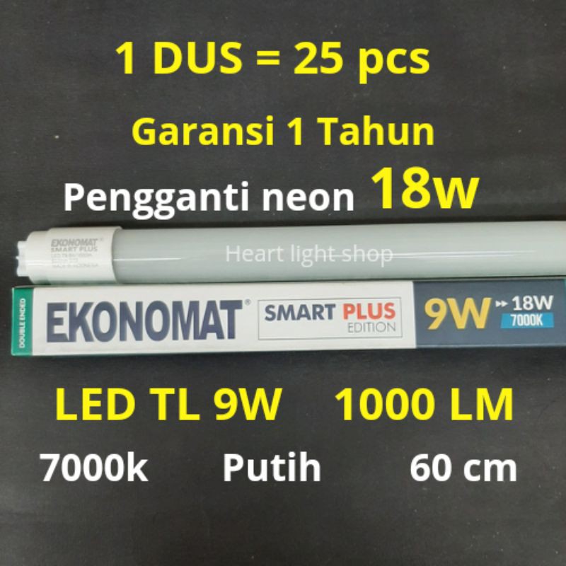Jual 1DUS 25PCS LAMPU NEON LED 9W 7000K PUTIH DAYLIGHT T8/LAMPU TL LED ...