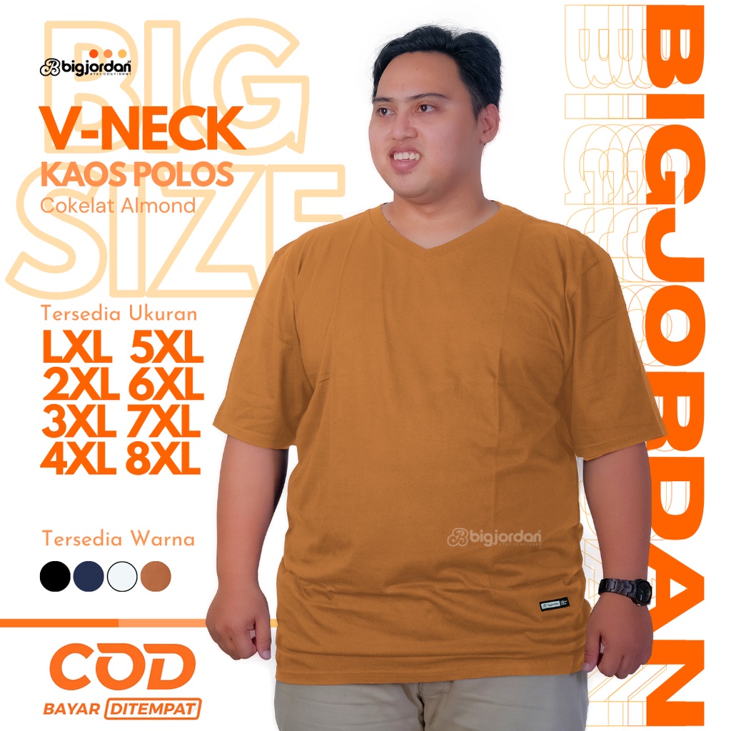 Jual BIGJORDAN kaos polos kerah V-Neck big size XXL XXXL XXXXL 5XL 6XL 7XL 8XL baju ukuran jumbo ...