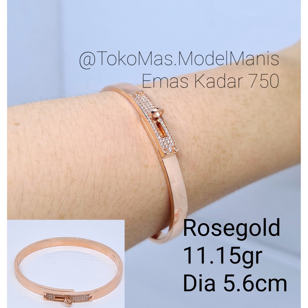 Jual Gelang Italy herme* fashion emas putih rosegold 750 kadar 17k ...