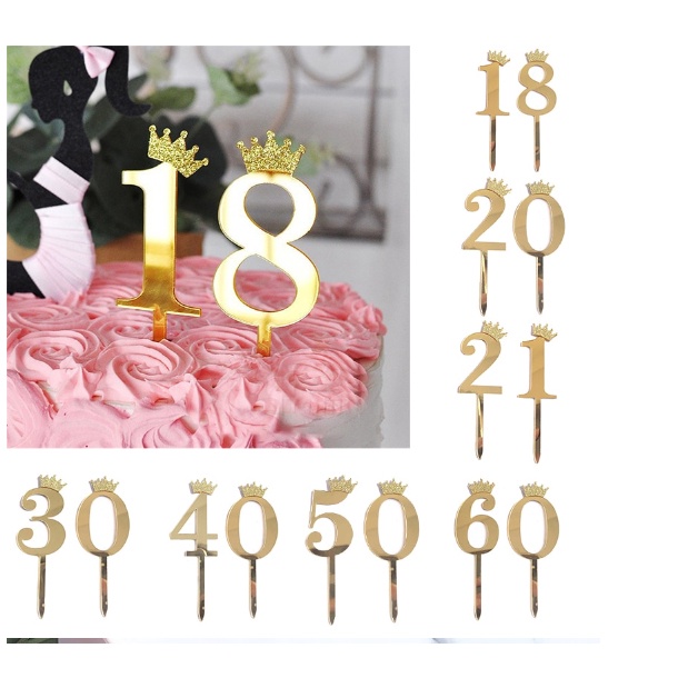 Jual Cake Topper Angka mahkota acrylic / tusukan kue ulang tahun ...