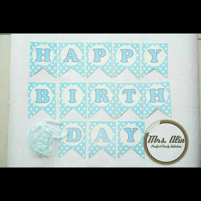 Jual Banner Ulang Tahun Biru Polkadot / Banner HBD / Banner Ultah ...