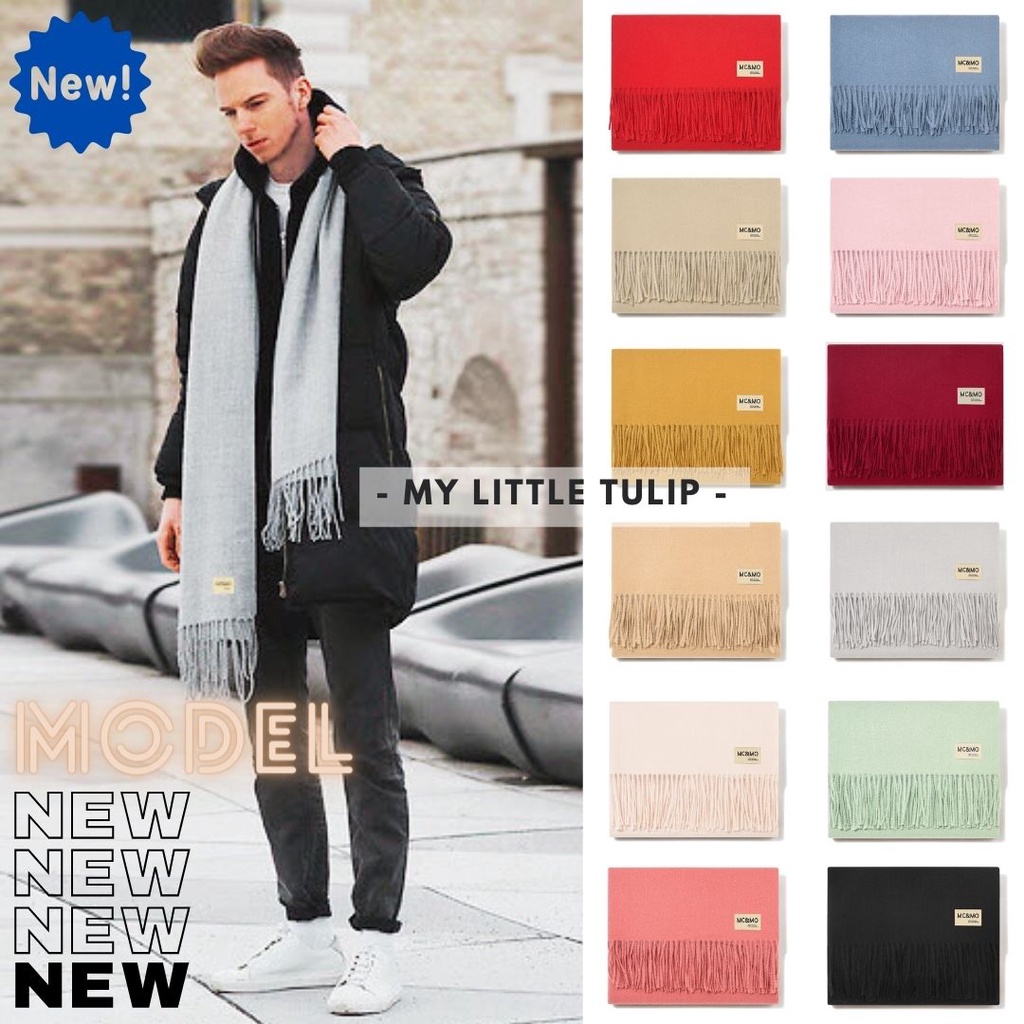 Jual Syal Winter Pria Wanita syal Leher Abu2 Abu-Abu Grey Scarf Cowo ...