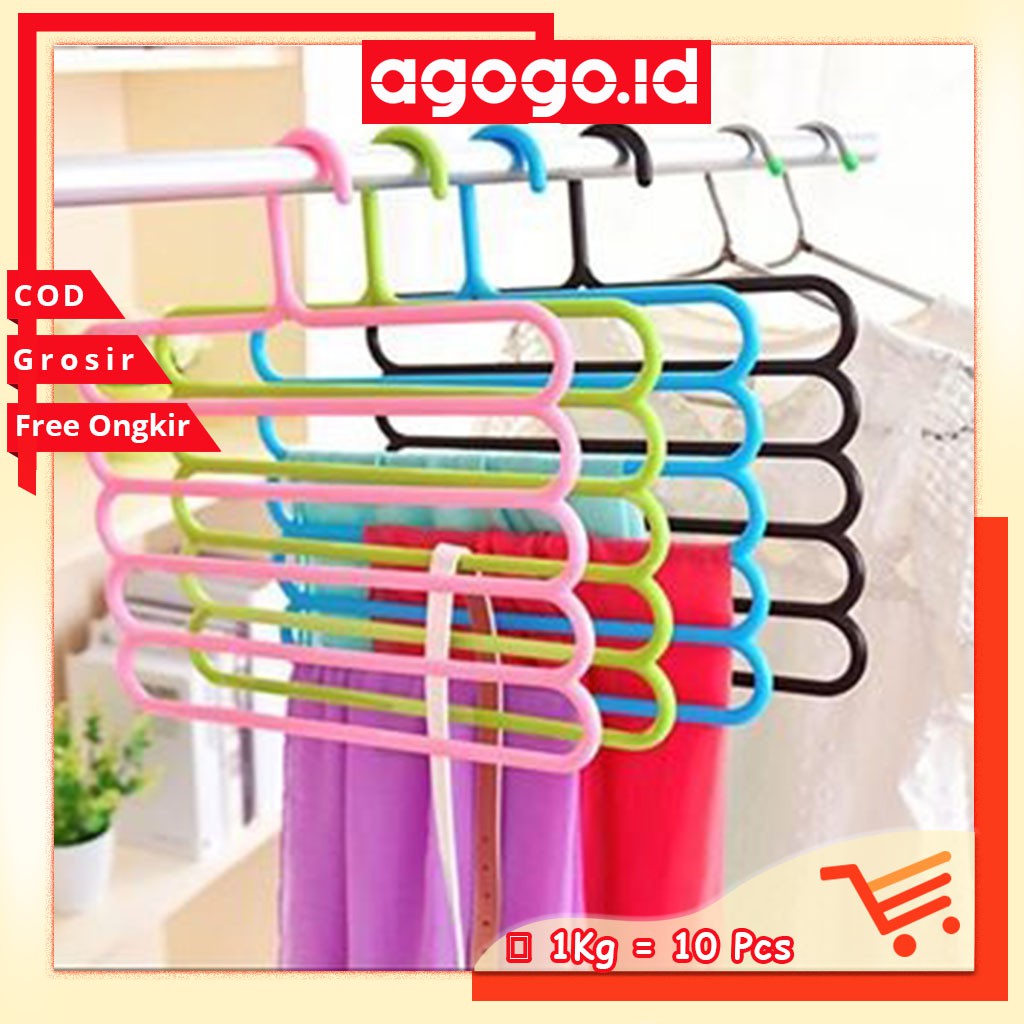 Jual AGG-129 Hanger Handuk / Hanger Syal Dan Pakaian Gantung 5 in 1 ...
