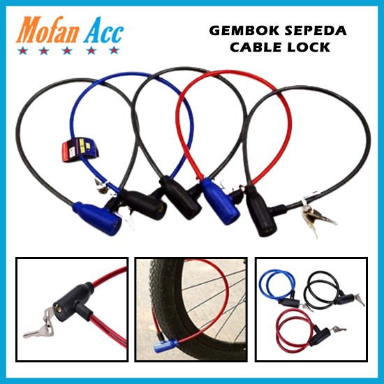 Jual Gembok Sepeda Cable Lock Kunci Kabel Pengaman Motor Helm Pentol ...
