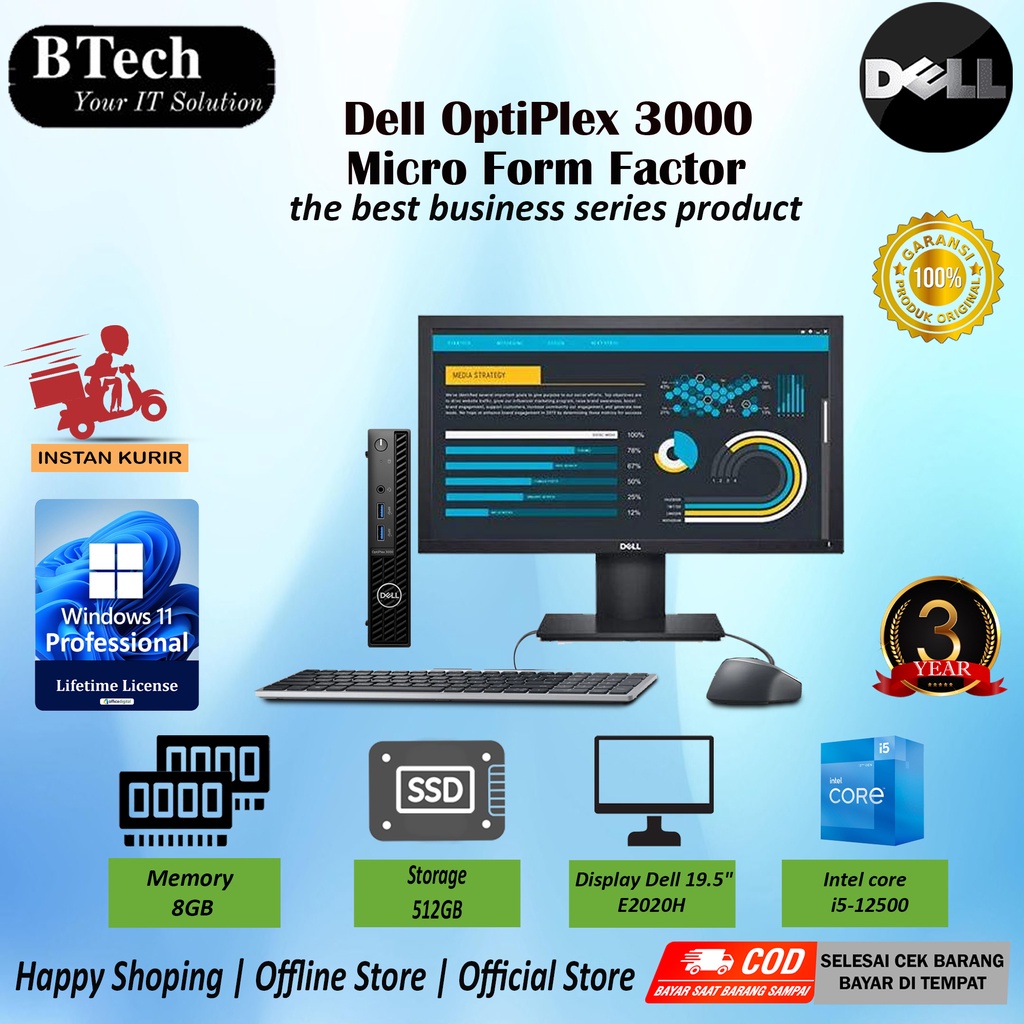 Jual Dell OptiPlex 3000 Micro Intel Core i5-12500 8GB 512GB W11PRO PC ...