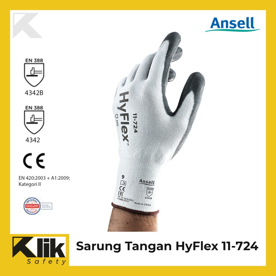 Jual Sarung Tangan Kerja Ansell HyFlex 11-724 Anti Cut Level 3 | Shopee ...