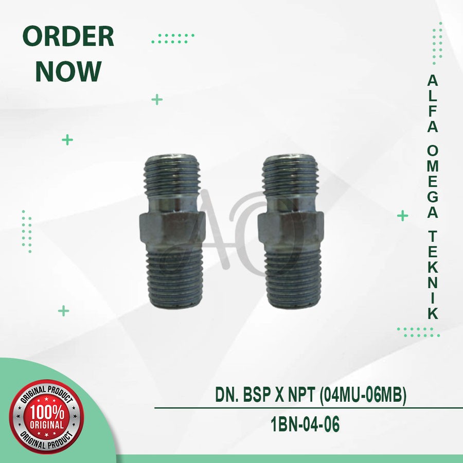 Jual ADAPTOR DOUBLE NEPEL SELANG HYDRAULIC BSP 1/4" x NPT 3/8" 04MU ...