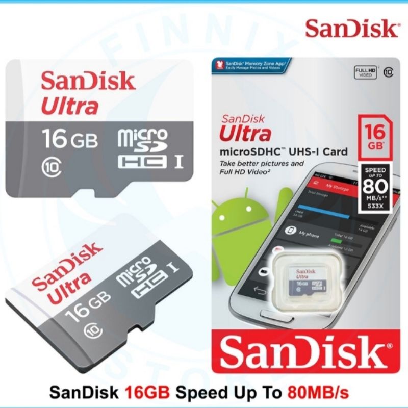 Jual Sandisk ULTRA MicroSDHC 16GB 80mb/s class 10 kartu memori MICRO sd original | Shopee Indonesia