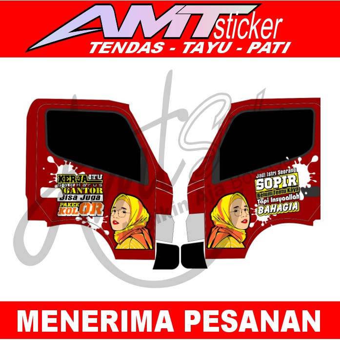 Jual Decal/Cutting Stiker Pintu Samping Truk Dyna Merah Stiker Truk ...