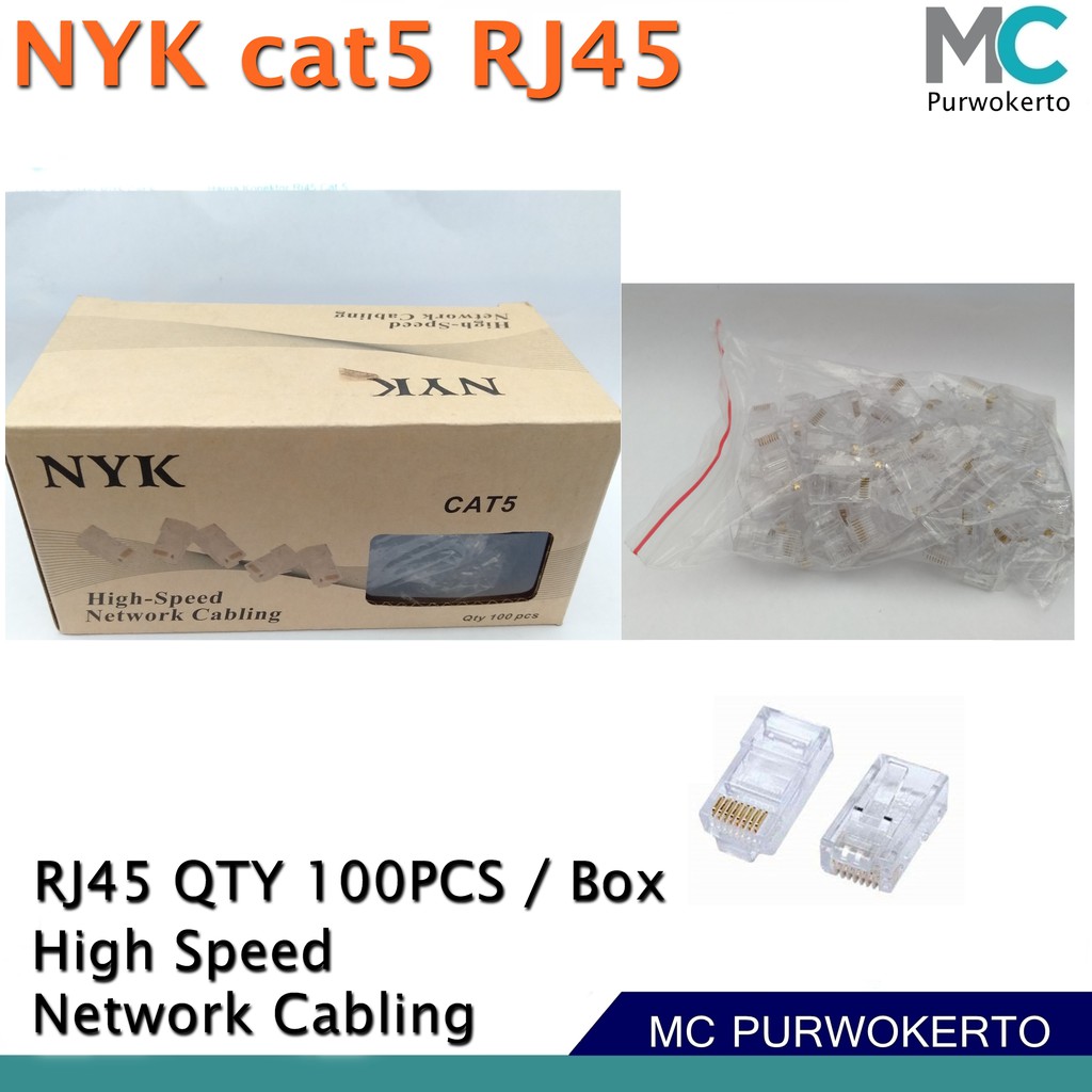 Jual Conector RJ45 CAT5 NYK isi 100pcs | Shopee Indonesia