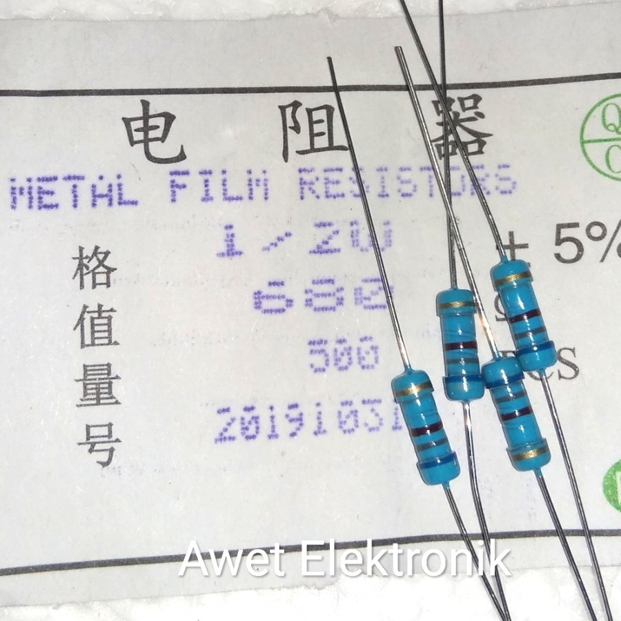 Jual resistor 680 ohm 1/2 watt resistor 680r 1/2w resistor 680R 1/2W ...