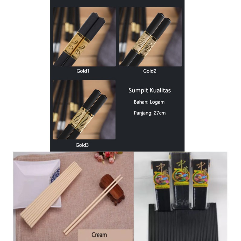 Jual Sumpit Polos atau Motif Gold Korea China Jepang Bahan Melamin ...