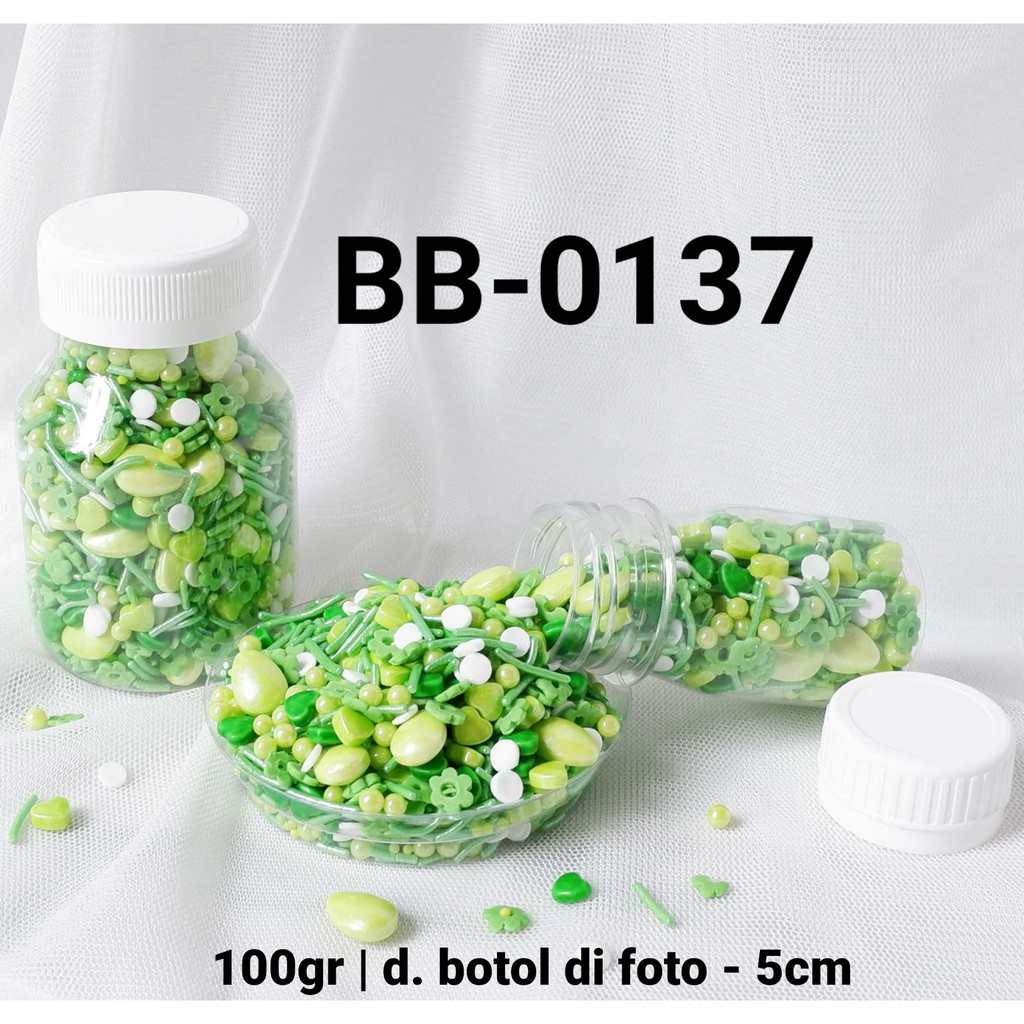 Jual BB-0137 Sprinkles sprinkle sprinkel 100gr 100 gram mix hijau ...