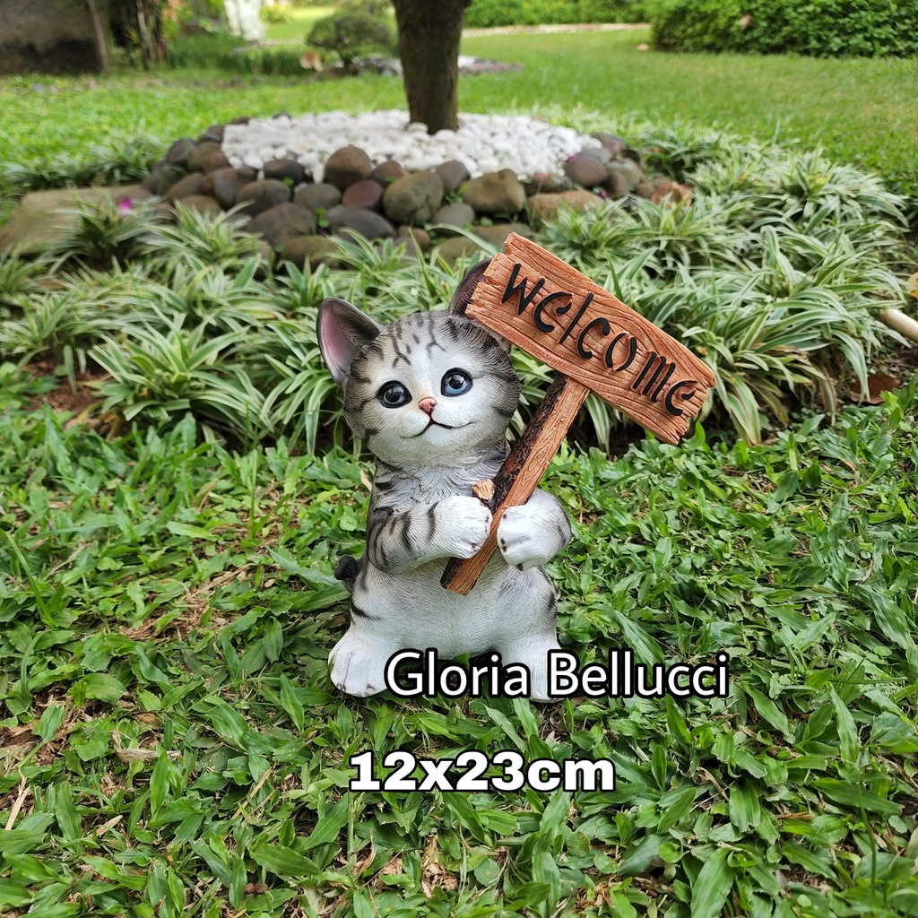 Jual Patung pajangan kucing welcome statue cat anggora dekorasi hiasan ...