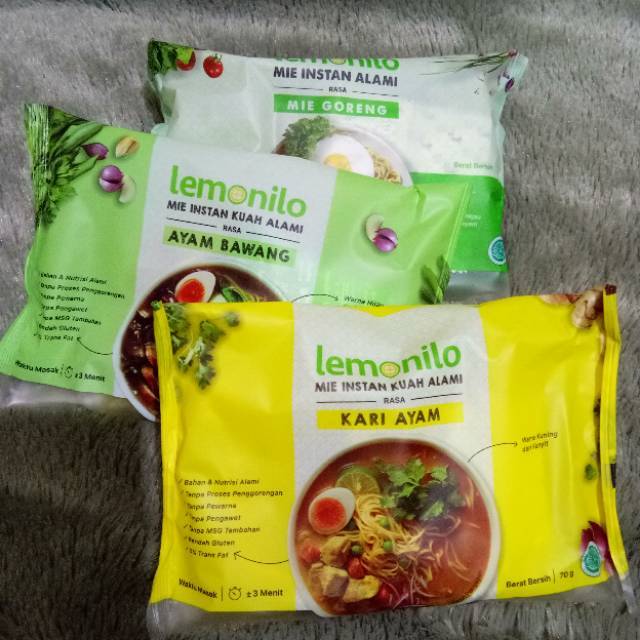 Jual LEMONILO Mie instan alami rasa MIE GORENG , Kuah bawang , Kuah ...