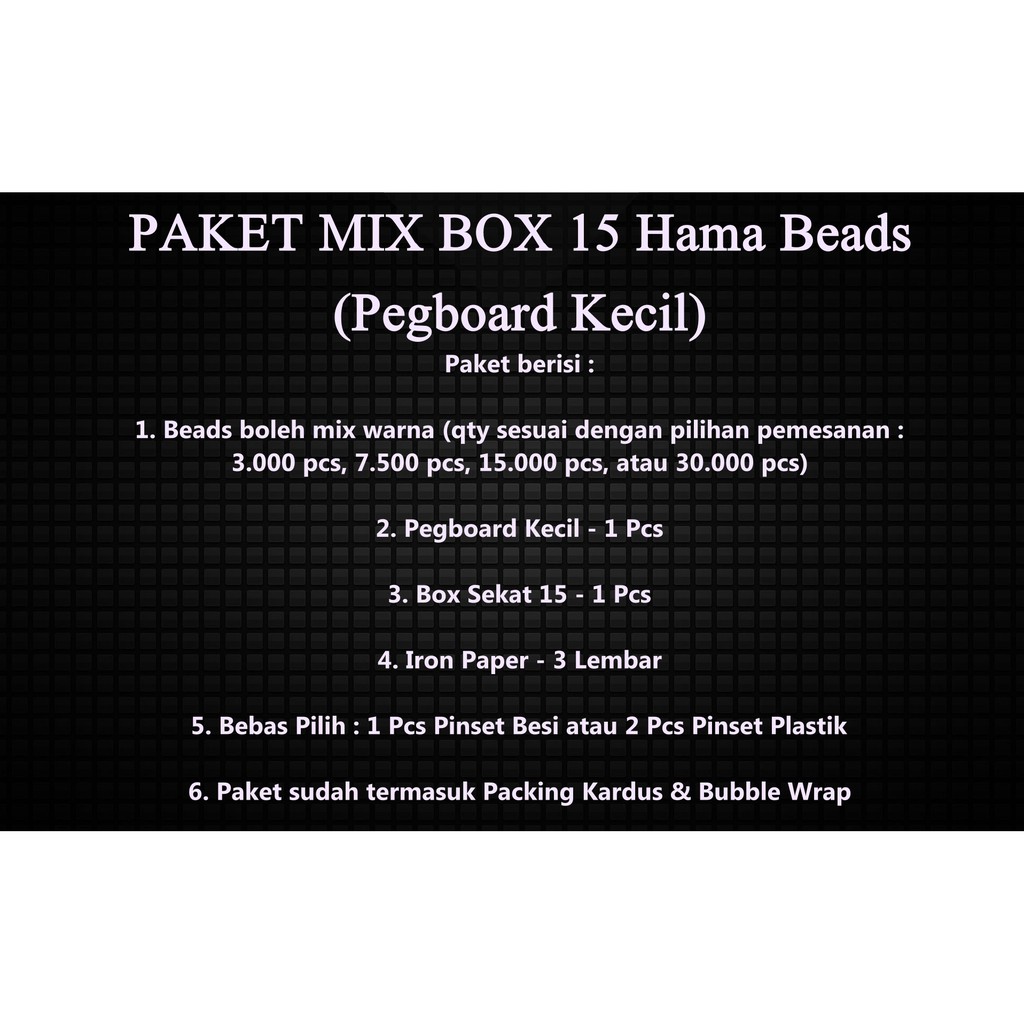 Jual PAKET BOX SEKAT 15 + PEGBOARD KECIL - Hama Beads 2,6 mm | Shopee ...