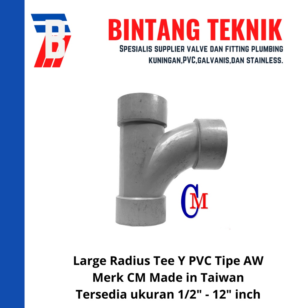 Jual Large Radius Tee Y 2" x 1 1/2" PVC AW Merk CM Taiwan | Shopee Indonesia