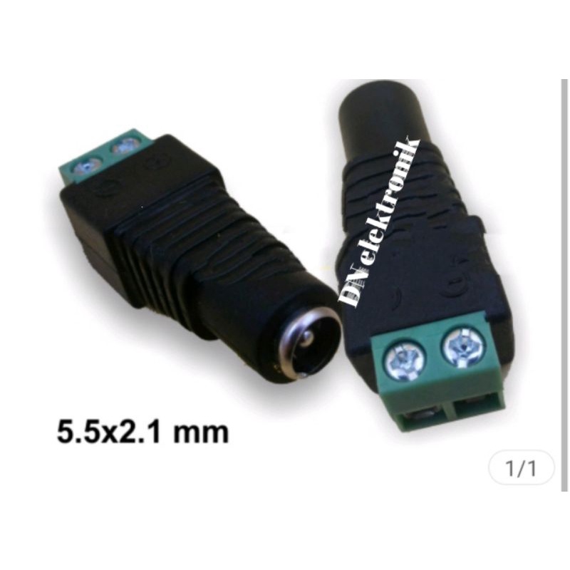 Jual DC female connector 5,5/2.1mm with terminal soket DC power betina ...