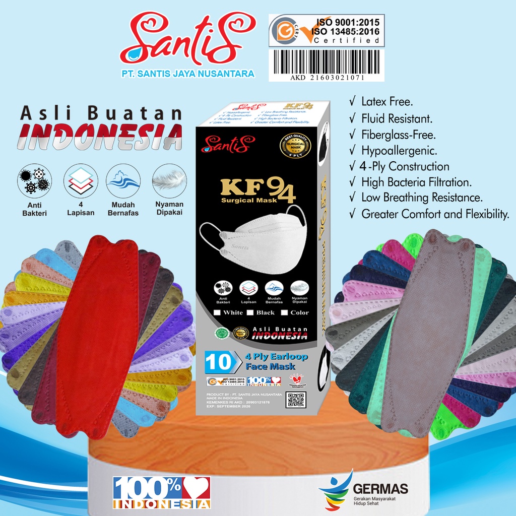 Jual Masker KF 94 MEDIS/ Masker KF 94 Warna Warni / Masker KF 94 Santis ...