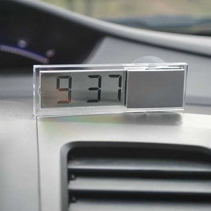 Jual Jam Mobil Digital LCD Transparan Kecil Mini Tempel Kaca Sucker Cup ...
