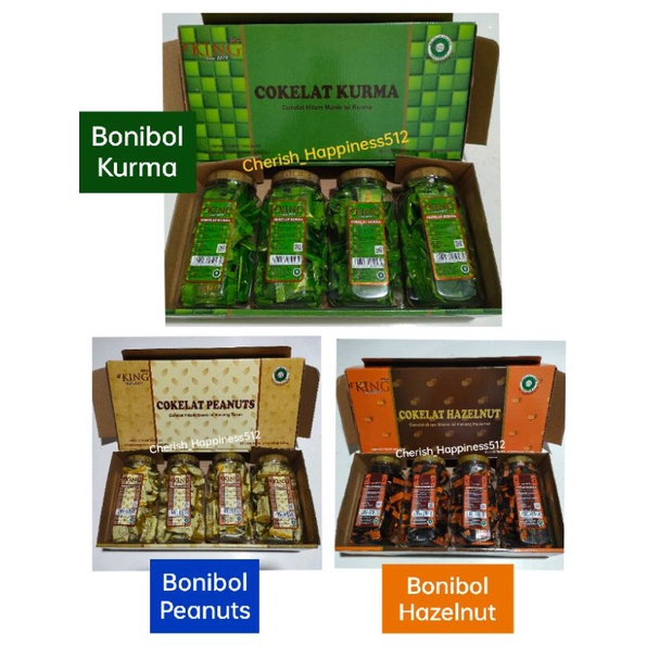 Jual 1 Kotak Isi 4 Toples D'KING Bonibol Cokelat Kurma, Cokelat Peanuts ...