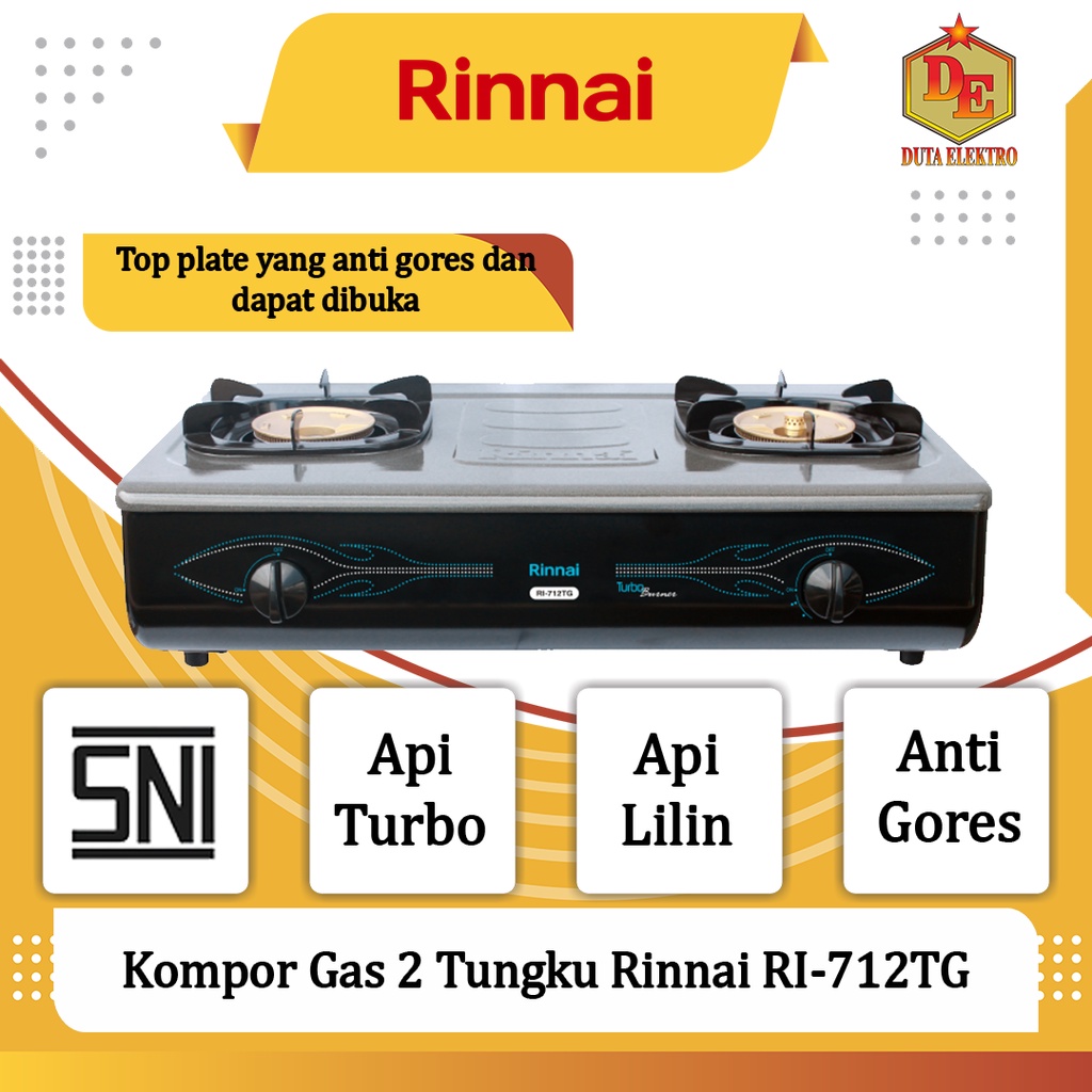 Jual Kompor Gas 2 Tungku Rinnai RI 712 TG | Shopee Indonesia