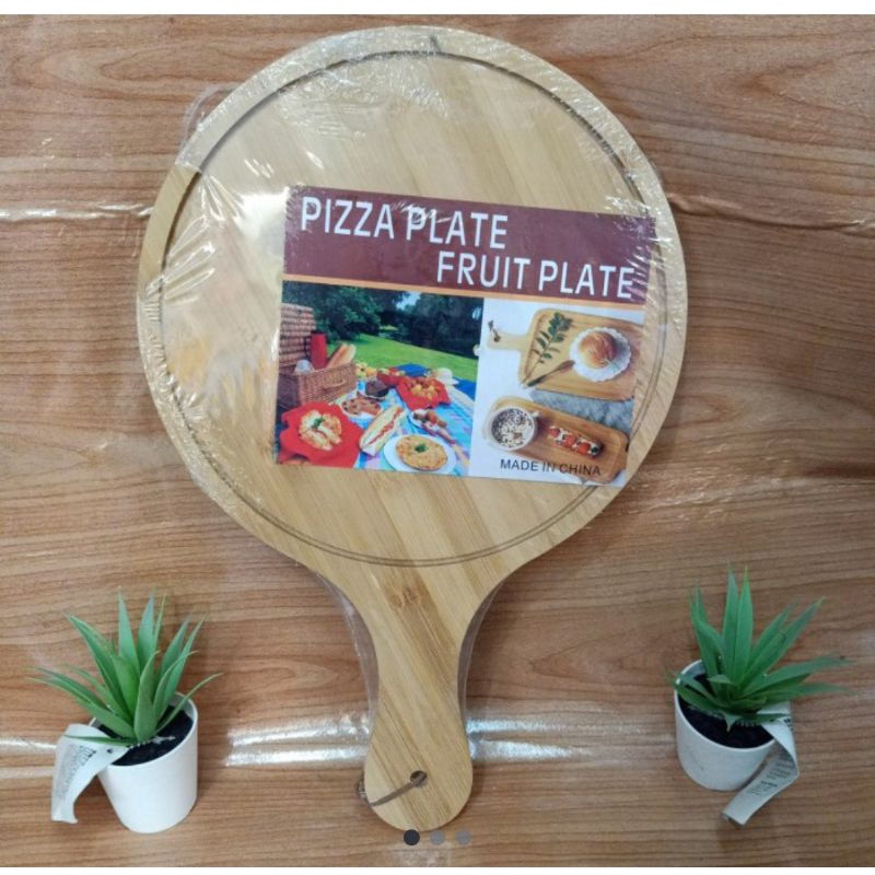 Jual Talam Nampan PIZZA PLATE /FRUITPLATE bambu bulat diameter 28cm ...