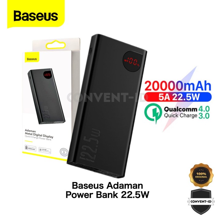 Jual BASEUS ADAMAN METAL POWER BANK 20000MAH 22.5W 5A QC PD 3.0 FAST CHARGE | Shopee Indonesia