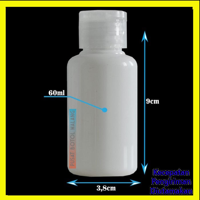 Jual Botol Fliptop plastik tubular 60ml fliptop ( natural putih ...