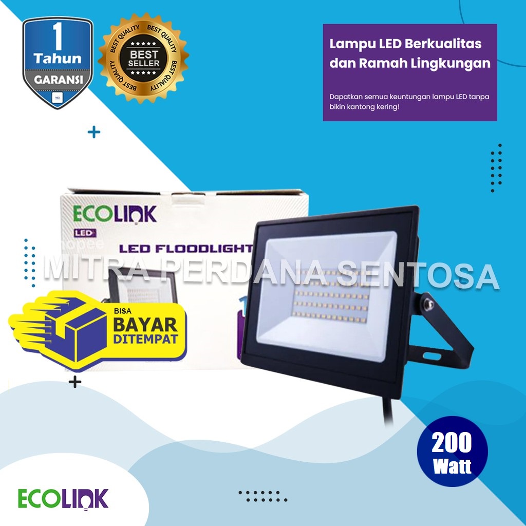 Jual Lampu LED Sorot Tembak Ecolink Flood Light 200 Watt W Putih Tahan Air IP65 TAHAN LAMA SUPER ...