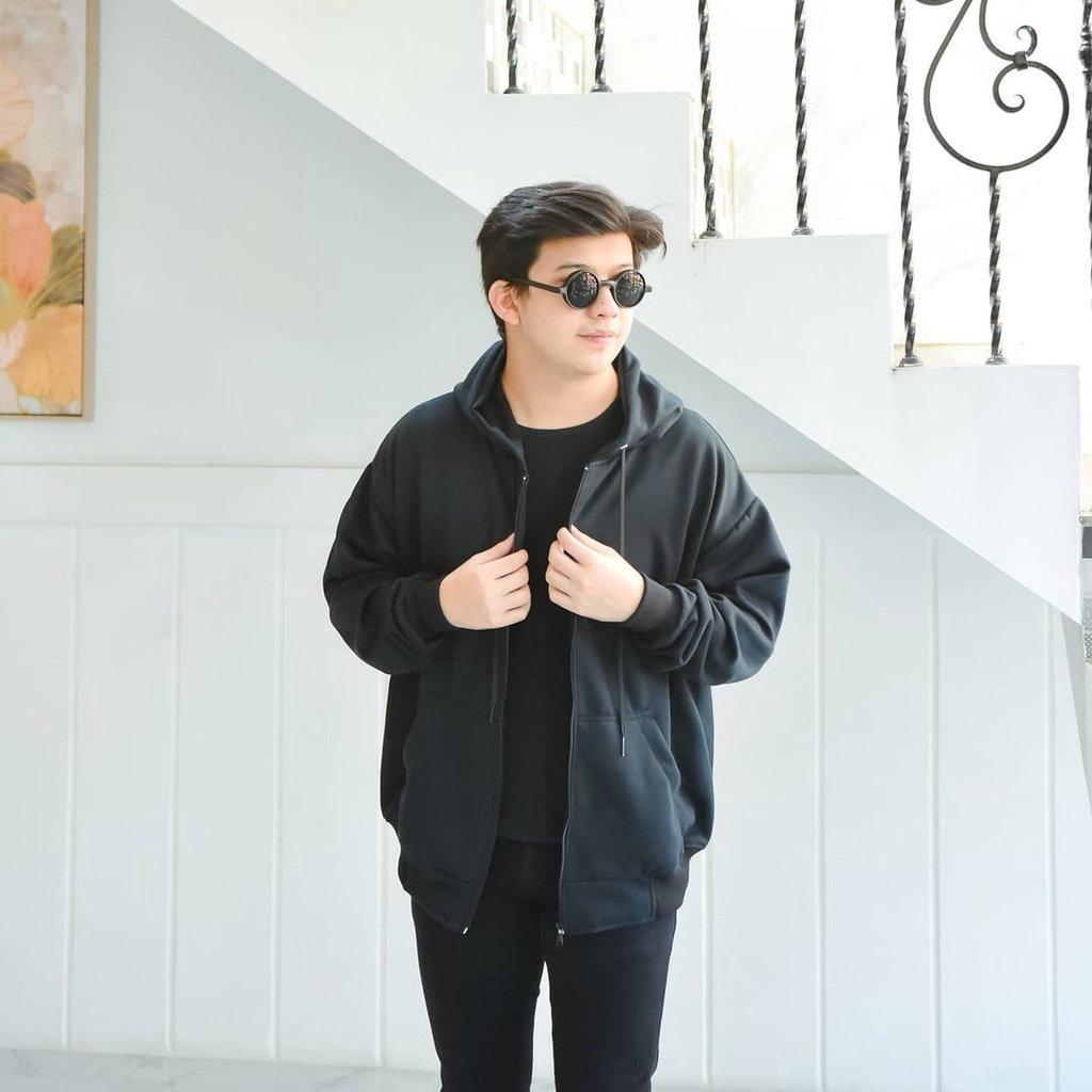 Jual Jiper Hoodie HitamPria wanita Basic Polosan Cowok Fit To XXL ...