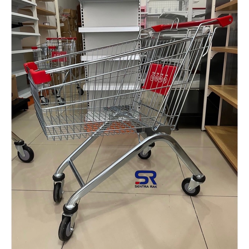 Jual Trolley Belanja Troli Supermarket 100 liter dengan Karet Pelindung ...