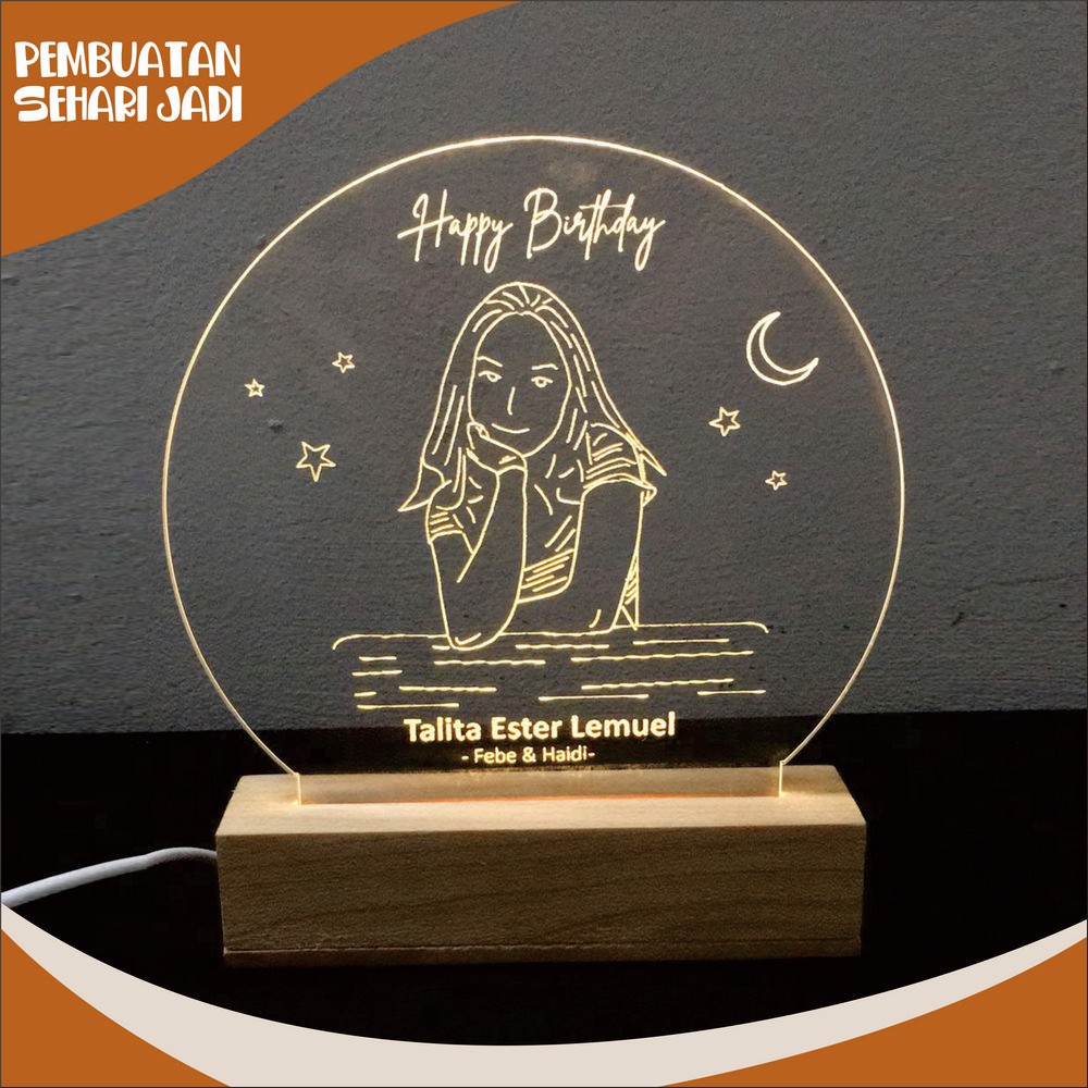 Jual Lampu Hias Acrylic Desain Custom Lampu Kado Lampu meja Custom Foto ...