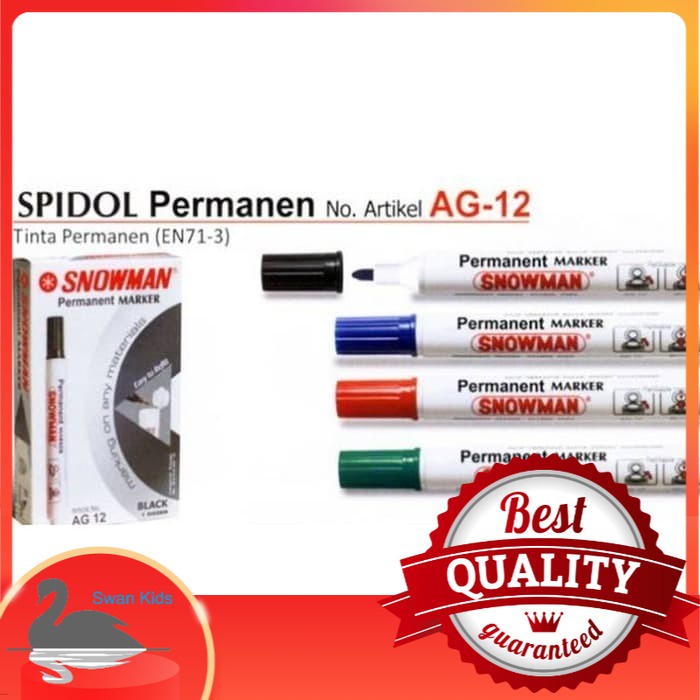 Jual Spidol Snowman Permanen Ukuran Besar Warna Hitam Merah Biru Tinta ...