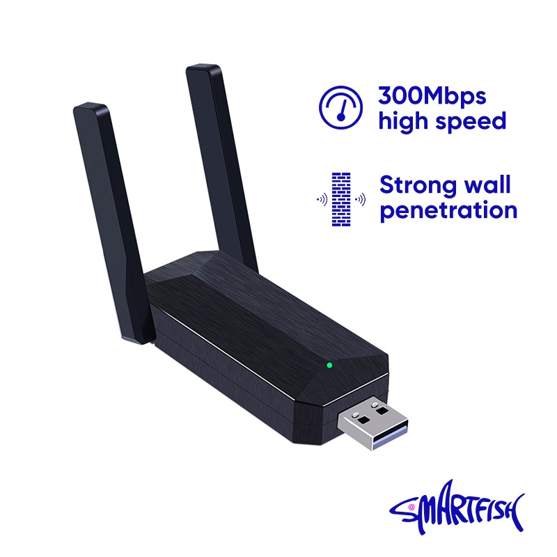 Jual Smartfish 300Mbps USB Wifi Wireless Adapter Network Dongle | Shopee Indonesia