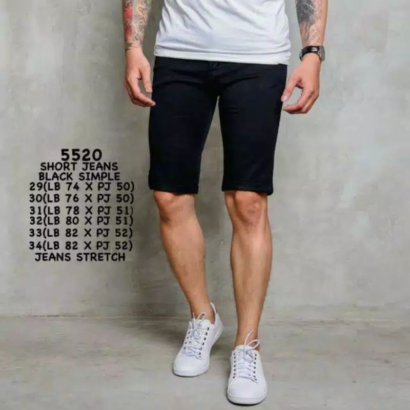 Jual Celana Jeans Pria Pendek Hitam//Jeans pendek hitam//Celana pendek ...